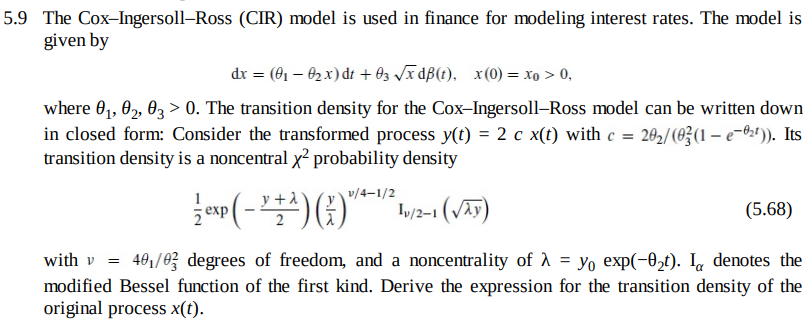 5.9 The Cox-Ingersoll-Ross (CIR) model is used in | Chegg.com