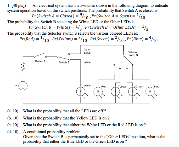 Solved 1. [40 pts]) An electrical system has the switches | Chegg.com