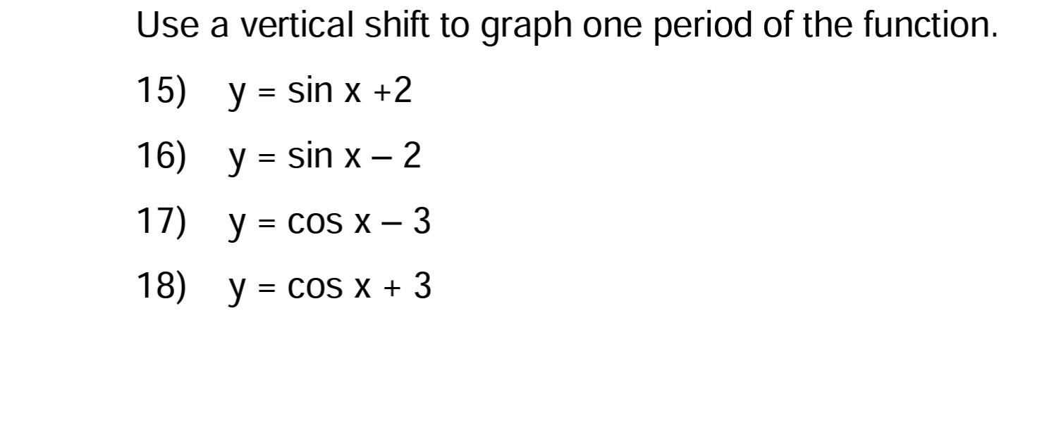 Solved Use a vertical shift to graph one period of the | Chegg.com