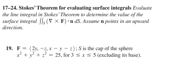 Solved 17-24. Stokes' Theorem for evaluating surface | Chegg.com