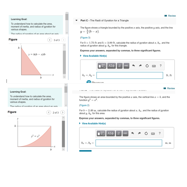 Solved Review Learning Goal: Part C - The Radii of Gyration | Chegg.com
