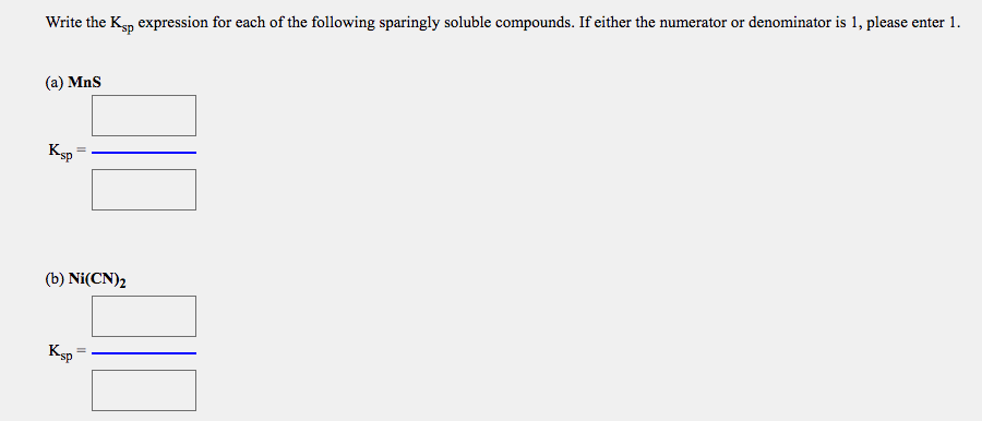 Solved Write the Ksp expression for each of the following | Chegg.com
