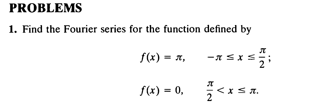 Solved PROBLEMS 1. Find the Fourier series for the function | Chegg.com
