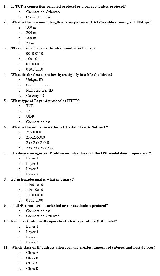 Solved a. a. c. a. a. a. 1. Is TCP a connection-oriented | Chegg.com
