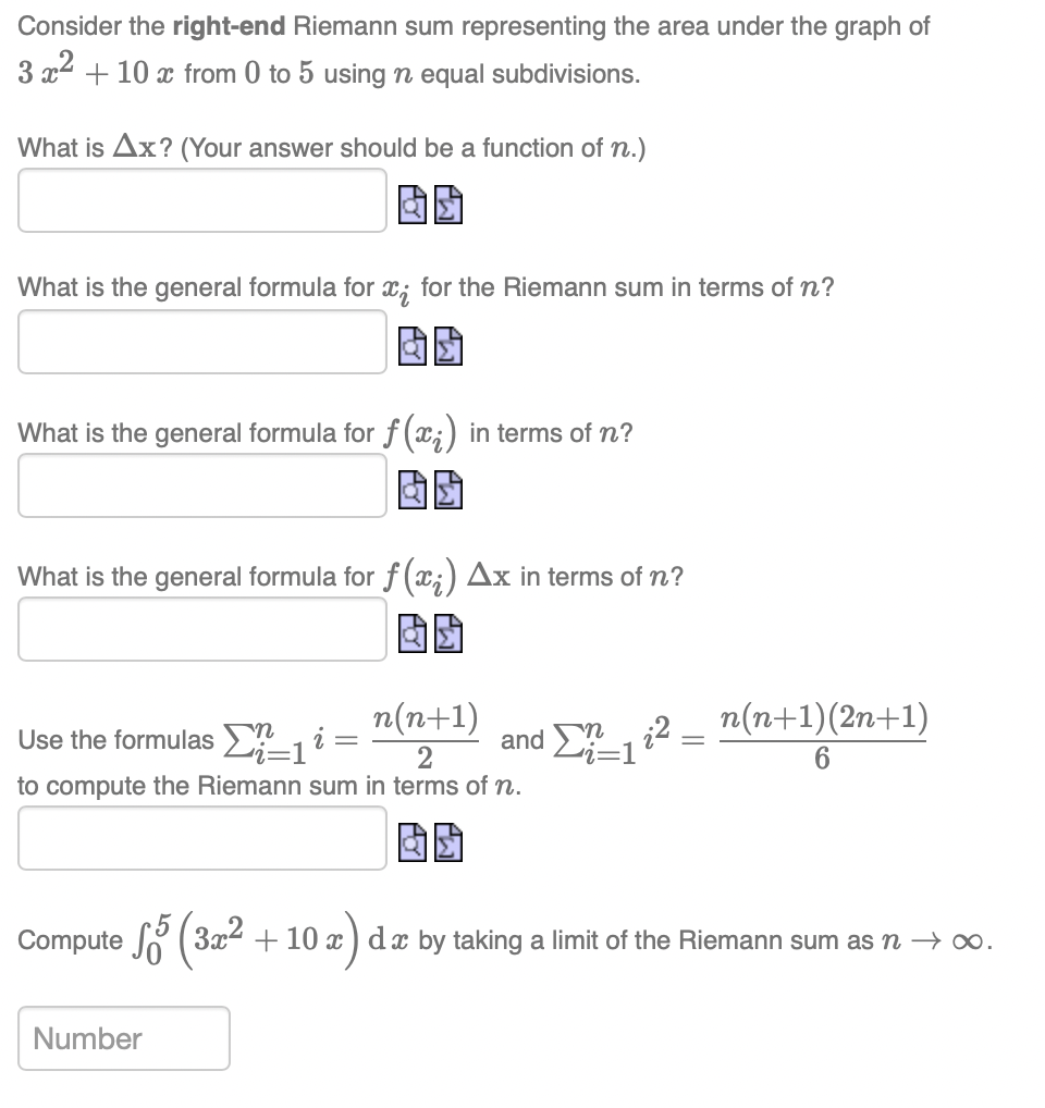 Solved Consider the right-end Riemann sum representing the | Chegg.com