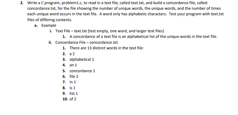 Solved 2. Write a C program, problem1.c, to read in a text | Chegg.com