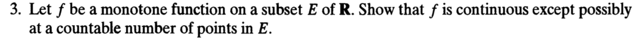Solved 3. Let f be a monotone function on a subset E of R. | Chegg.com