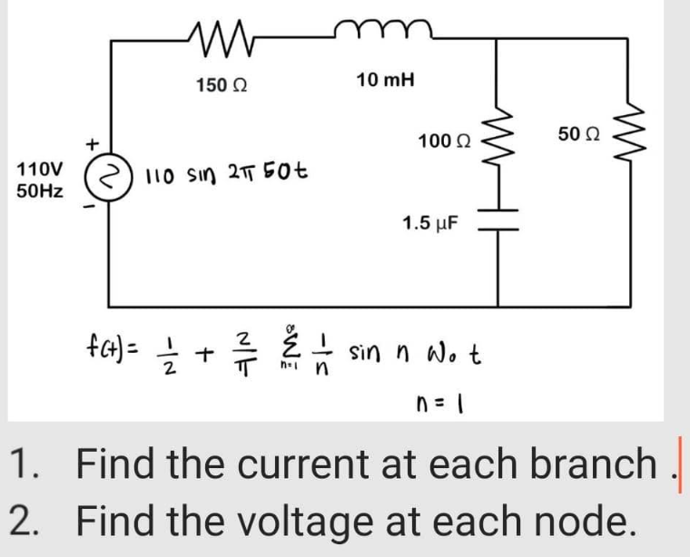 Solved helpFind the current at each branch.Find the voltage | Chegg.com