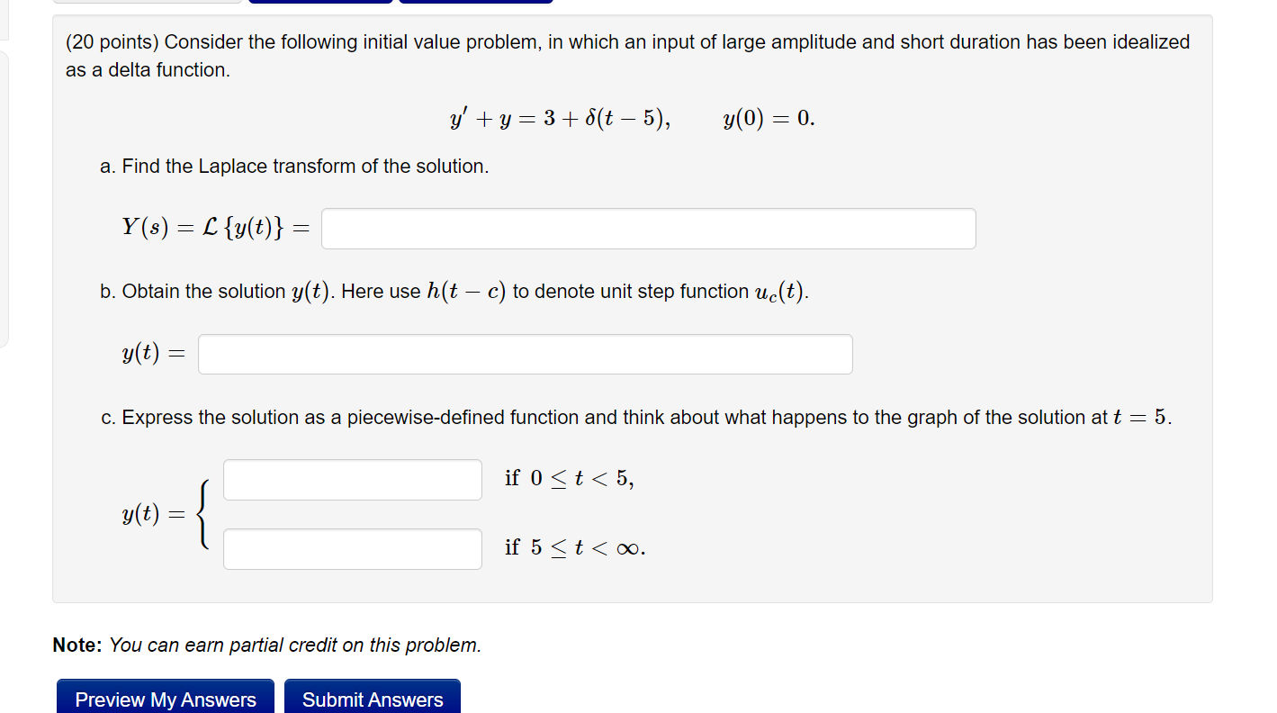 Solved (20 points) Consider the following initial value | Chegg.com