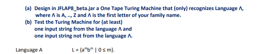 Solved (a) Design in JFLAP8_beta.jar a One Tape Turing | Chegg.com