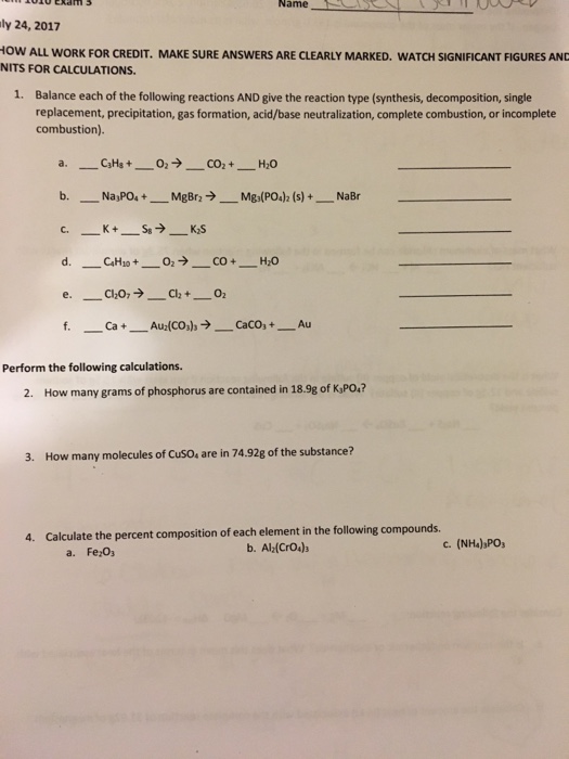 Solved Balance each of the following reactions AND give the | Chegg.com