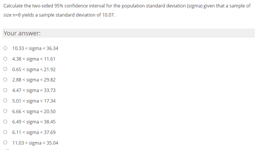 Solved Calculate the two-sided 95% confidence interval for | Chegg.com