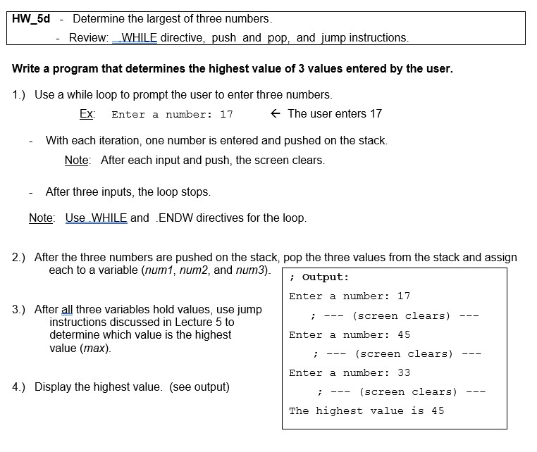 Solved HW_5d - Determine the largest of three numbers. - | Chegg.com
