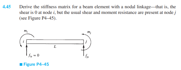 Solved 5 Derive the stiffness matrix for a beam element with | Chegg.com