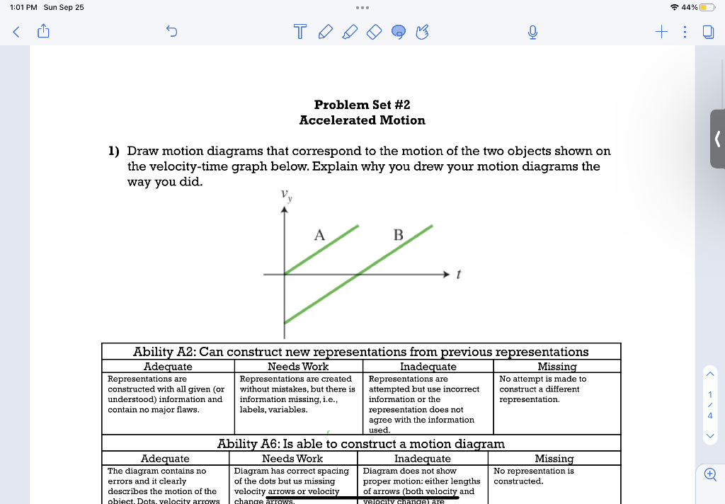 Problem Set #2 Accelerated Motion 1) Draw motion | Chegg.com