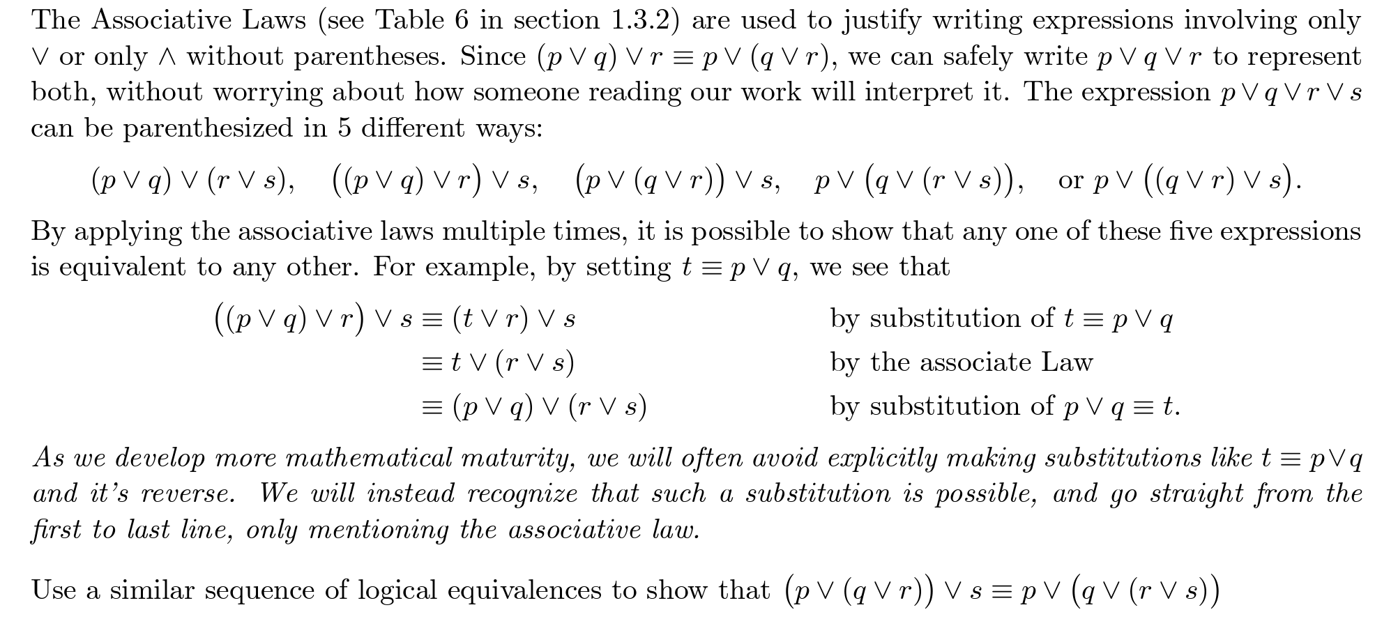 Solved The Associative Laws (see Table 6 in section 1.3.2) | Chegg.com