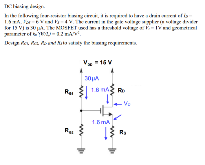 Solved DC biasing design. In the following four-resistor | Chegg.com