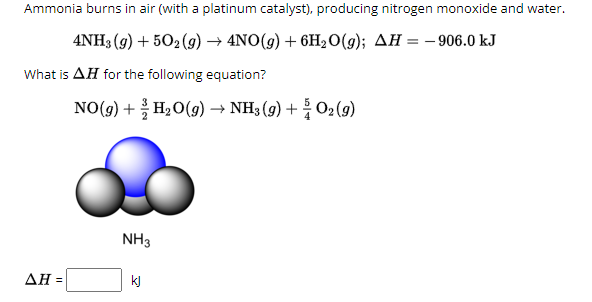 Solved Ammonia burns in air (with a platinum catalyst), | Chegg.com