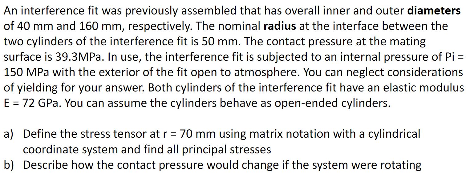 Solved An interference fit was previously assembled that has | Chegg.com