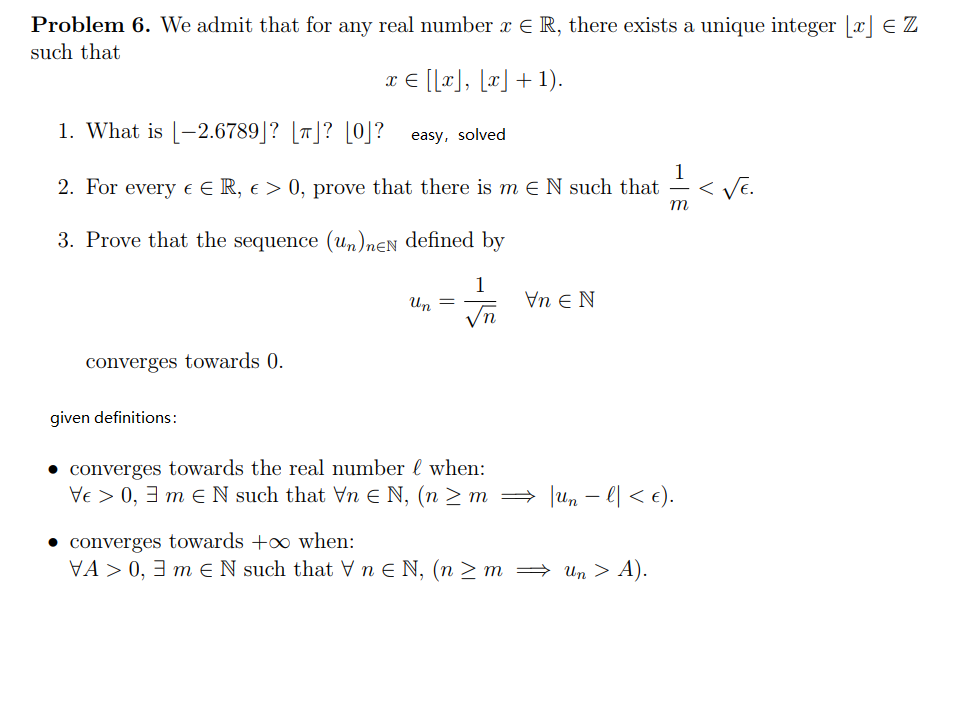 Solved Problem 6. We admit that for any real number r E R, | Chegg.com