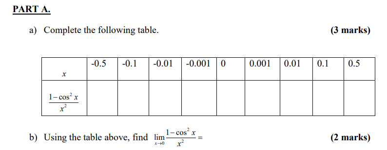 Solved a) Complete the following table. (3 marks) b) Using | Chegg.com