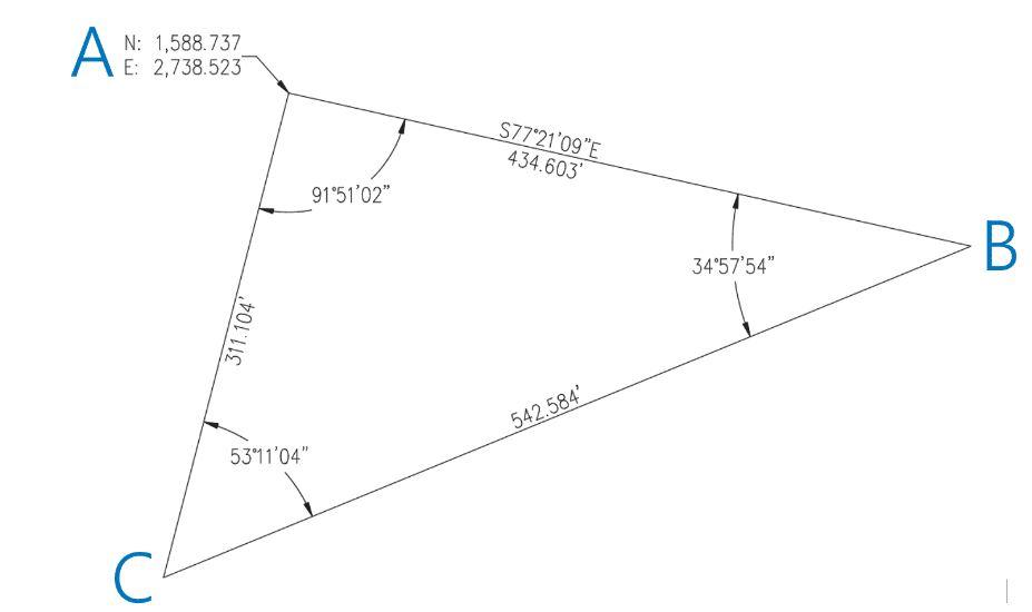 Solved For the following triangle please solve all Bearings | Chegg.com