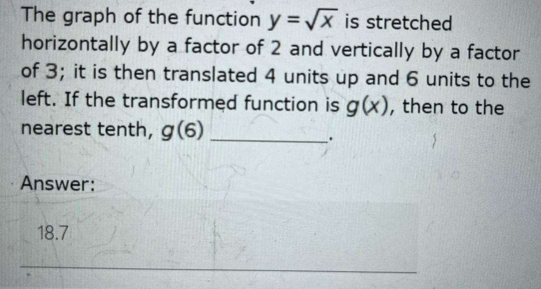 [Solved]: The graph of the function ( y= sqrt{x} ) is st