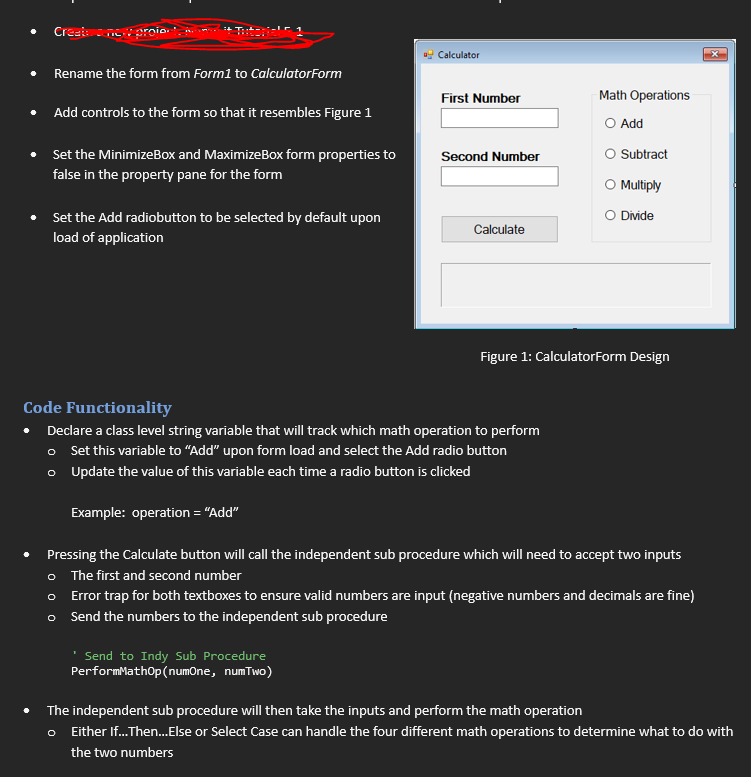 Solved - Rename the form from Form1 to CalculatorForm - Add | Chegg.com