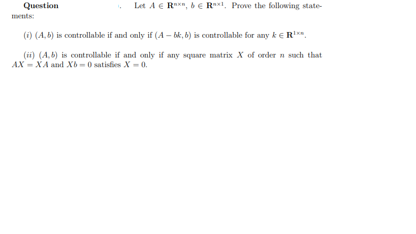 Solved Let A E Rnxn, b E Rnxl Prove the following state- | Chegg.com