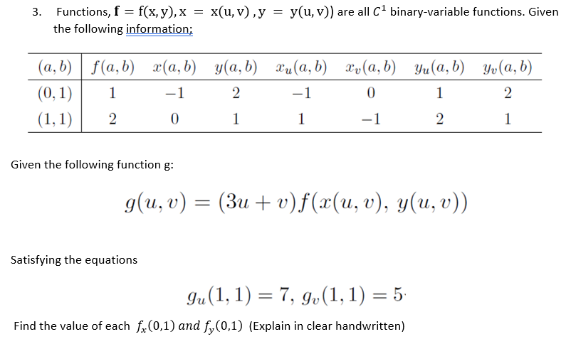 Solved 3. = , Functions, f = f(x,y), x = x(u, v),y x(u, v),y | Chegg.com