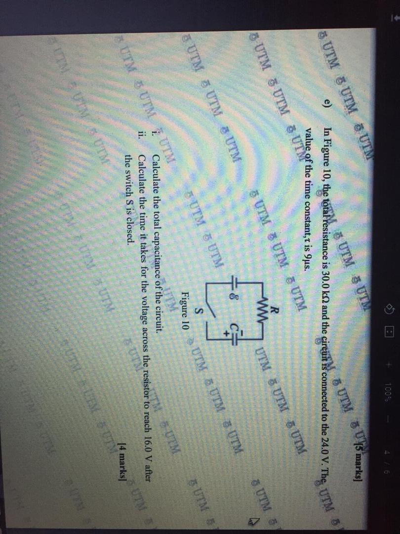 Solved 100% 4 6 UTM 15 marks] Ő UTM 3 UTM M UTM 5 UTM UTM e) | Chegg.com