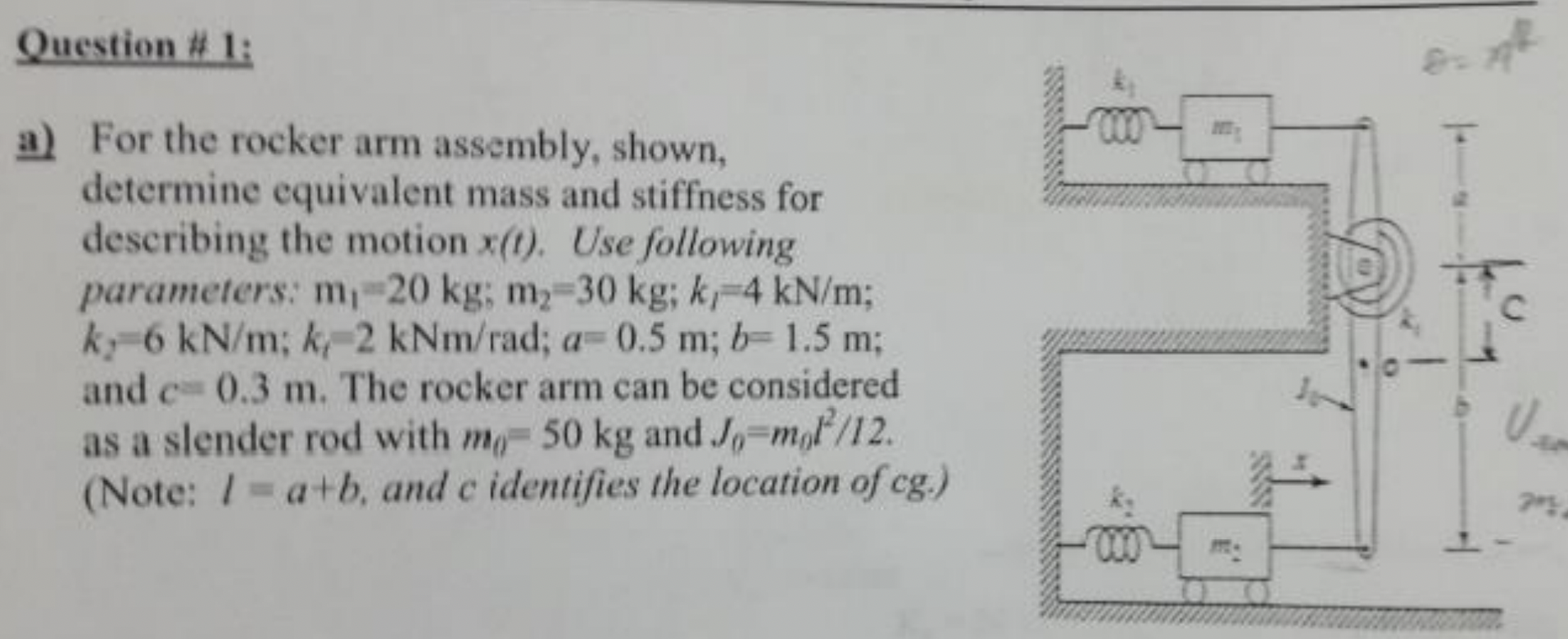 a) For the rocker arm assembly, shown, determine | Chegg.com