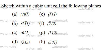 Solved Sketch within a cubic unit cell the following planes | Chegg.com