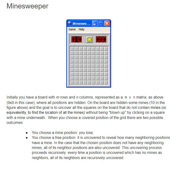 Minesweeper X Mineswe... Game Help Initially you have | Chegg.com