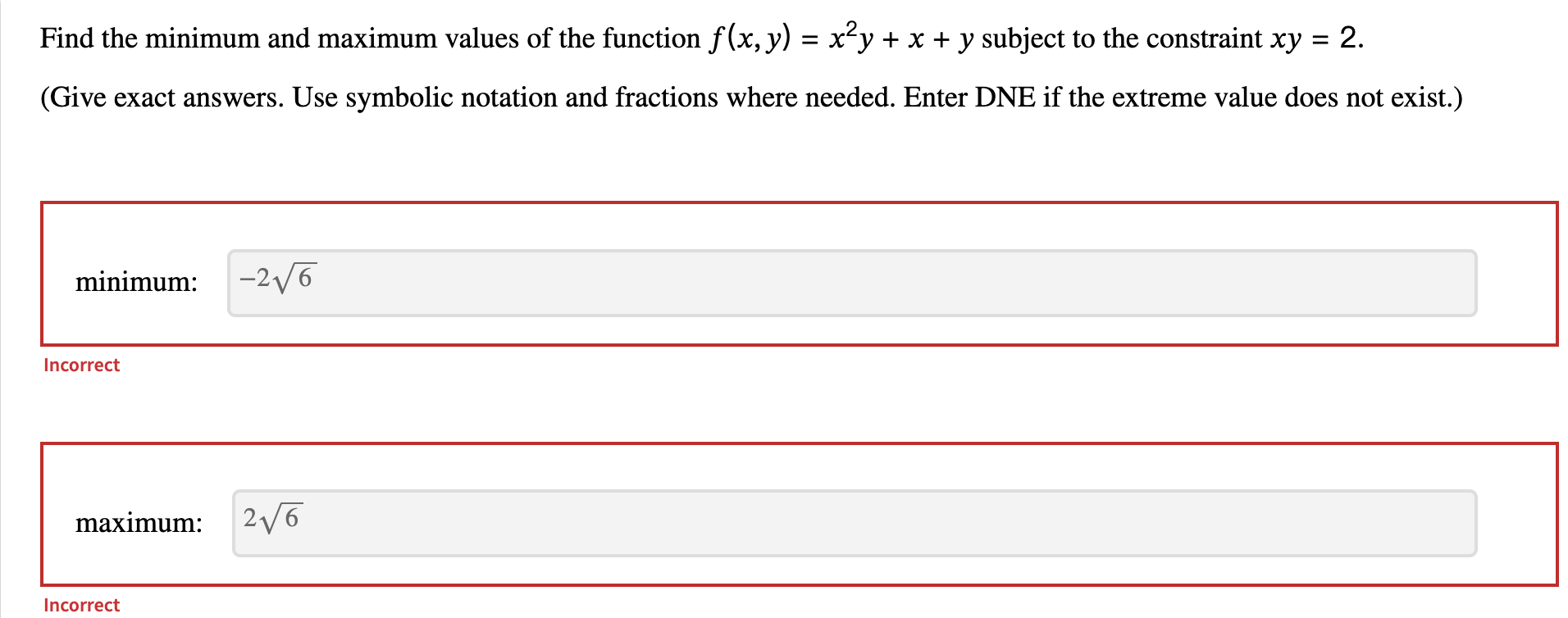 Solved Find the minimum and maximum values of the function | Chegg.com