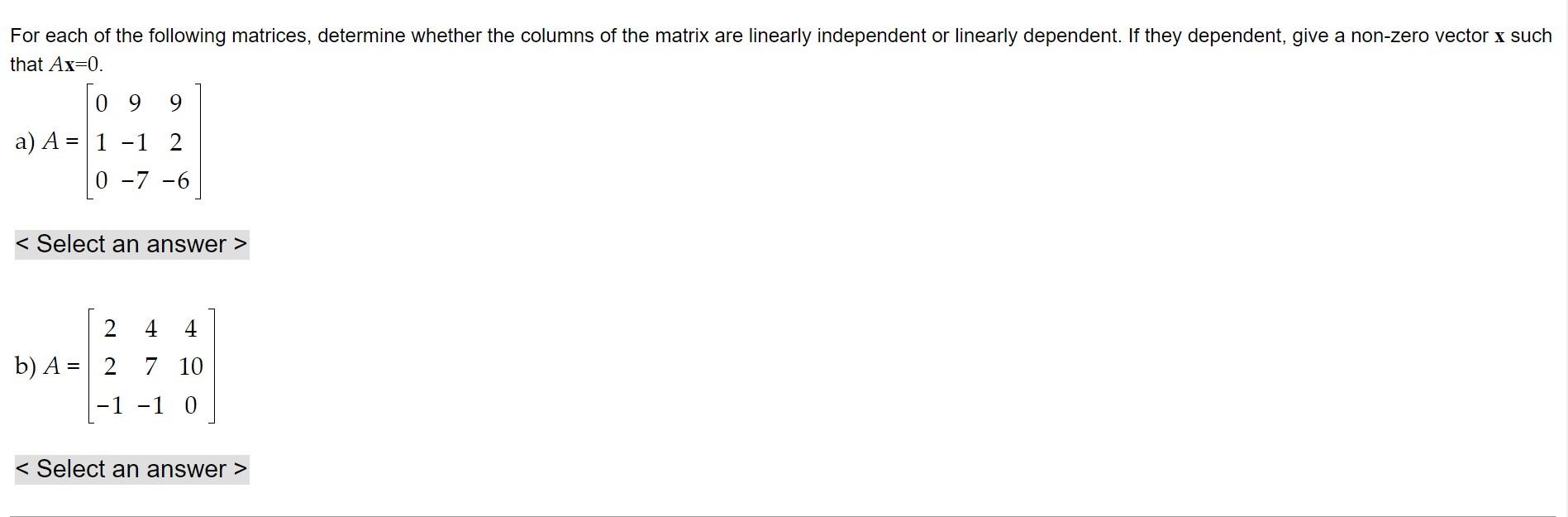 Solved For Each Of The Following Matrices Determine Whether 5892
