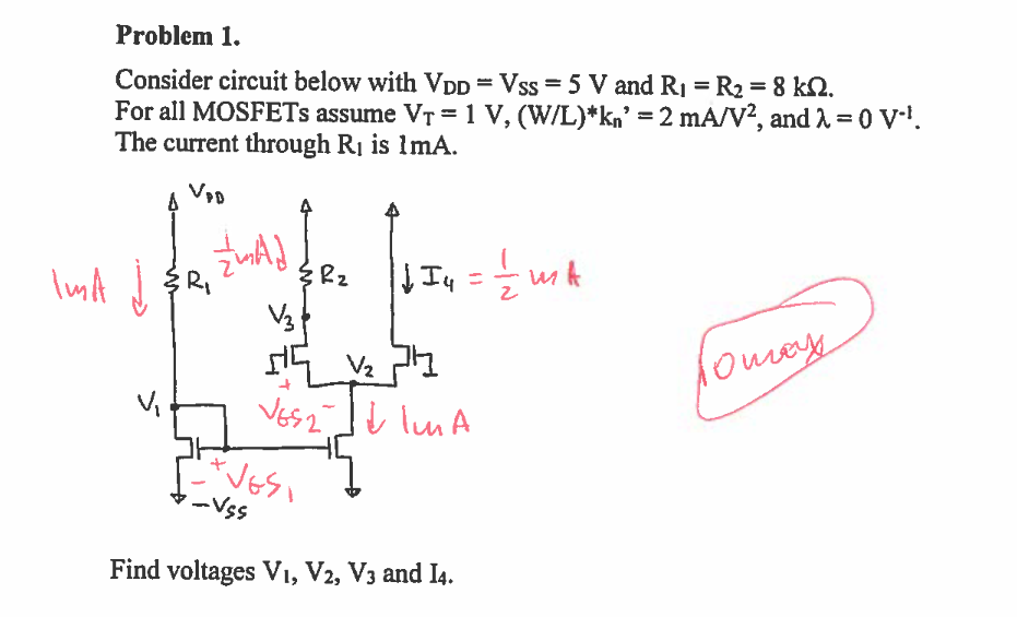 Solved Problem 1. Consider circuit below with Vpp = Vss = 5 | Chegg.com