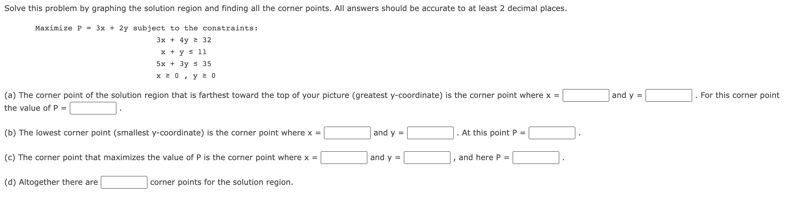 Solved Solve this problem by graphing the solution region | Chegg.com