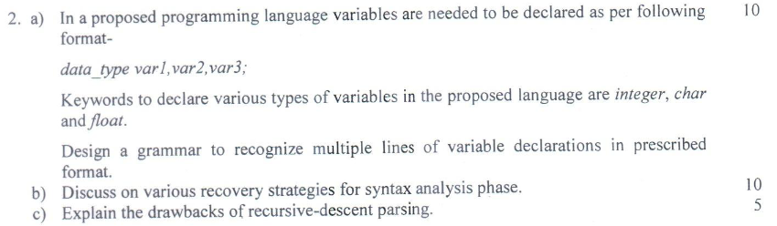 Solved 10 2. a) In a proposed programming language variables | Chegg.com