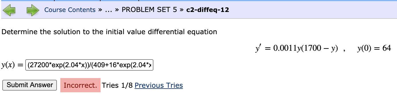 Solved Course Contents » ... » PROBLEM SET 5 » c2-diffeq-12 | Chegg.com