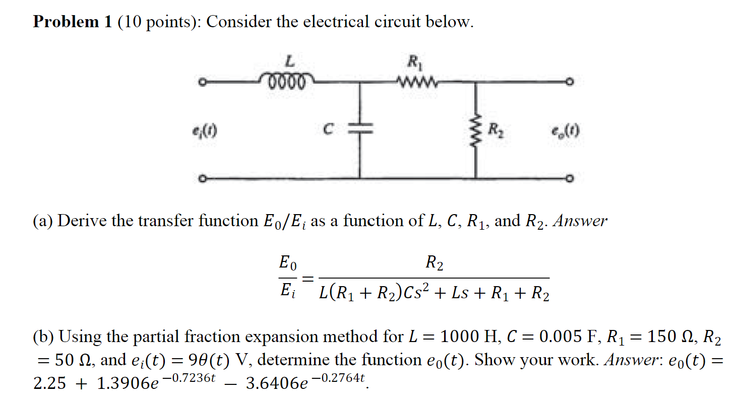 Solved Problem 1 (10 points): Consider the electrical | Chegg.com Solved Problem 1 (10 points): Consider the electrical | Chegg.com