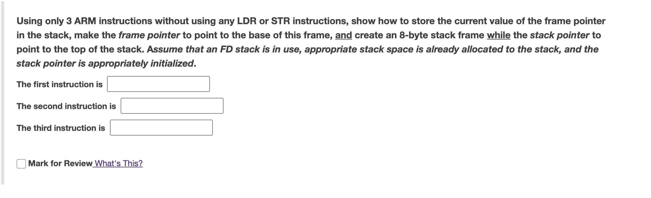 Using only 3 ARM instructions without using any LDR | Chegg.com