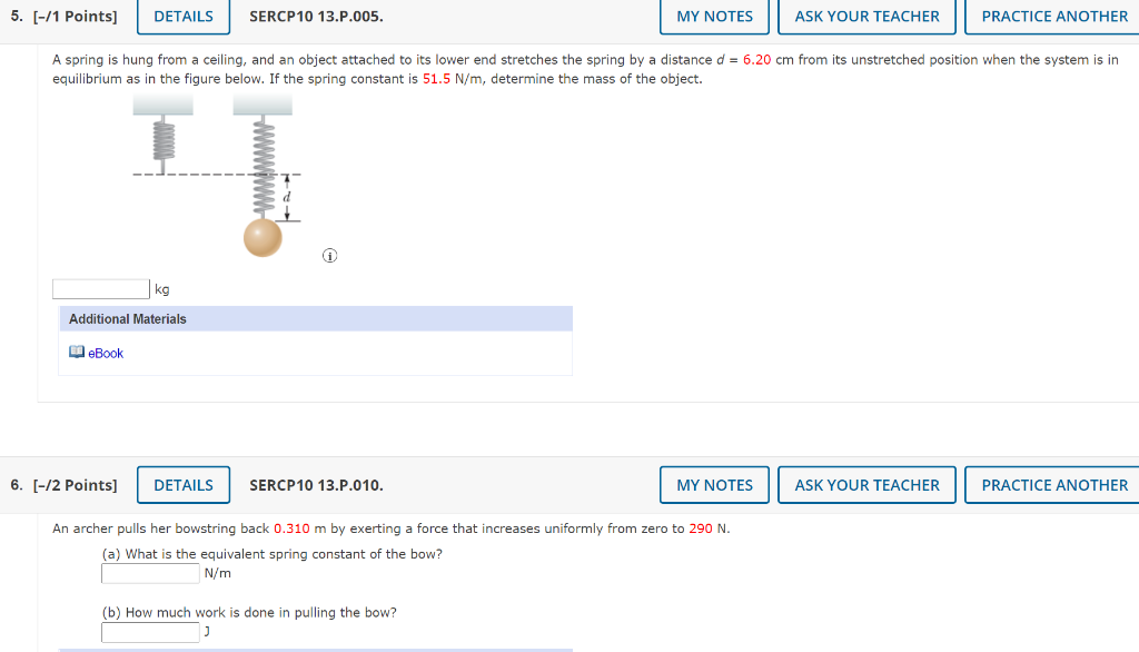 Solved 5. (-/1 Points] DETAILS SERCP10 13.P.005. MY NOTES | Chegg.com