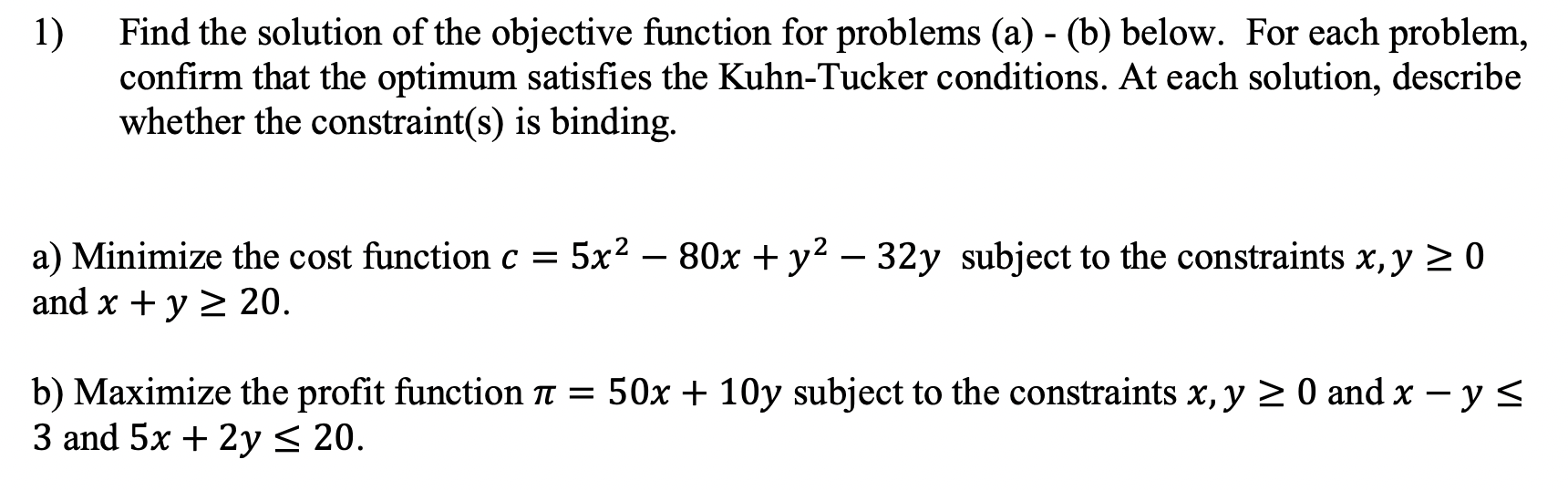 Solved 1) Find the solution of the objective function for | Chegg.com