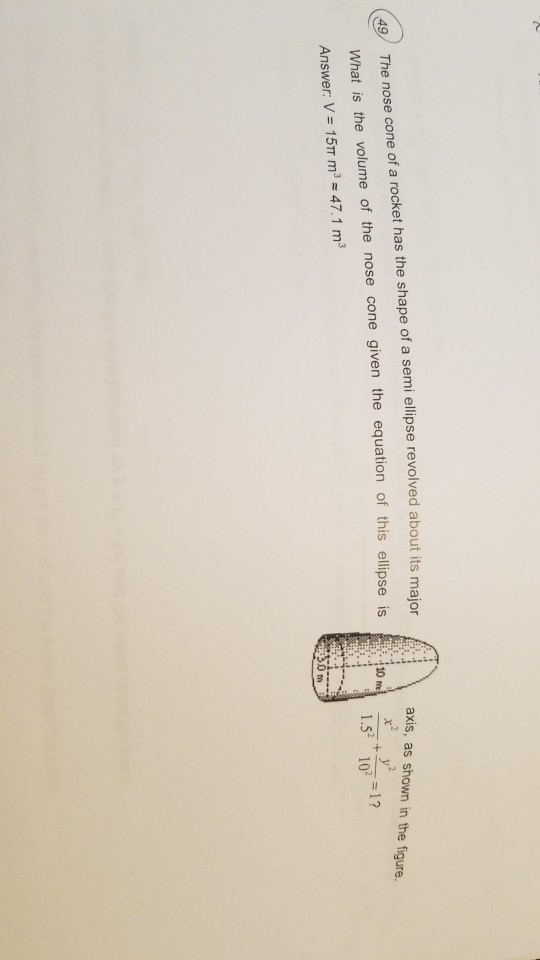 Solved The nose cone of a rocket has the shape of a semi | Chegg.com
