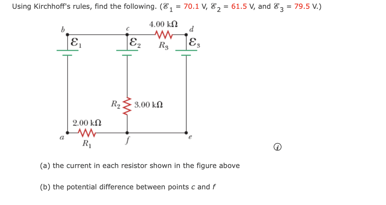 Solved Using Kirchhoff's rules, find the following. (ℰ1 = | Chegg.com