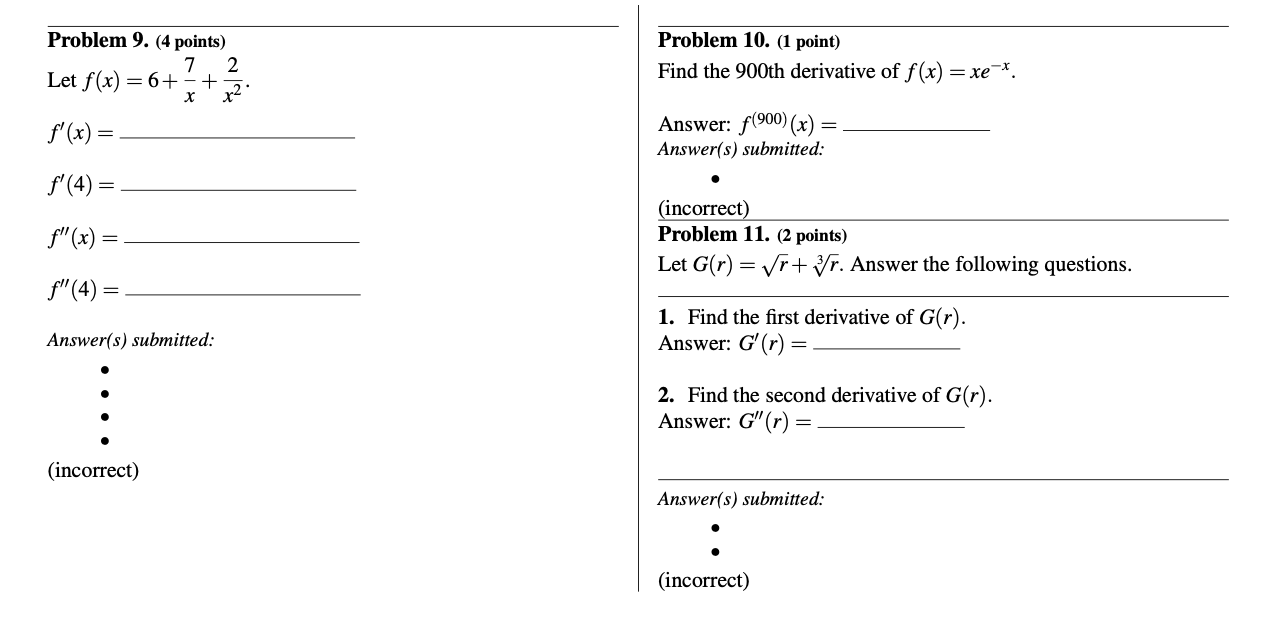 Problem 9. (4 points) Let f(x)=6+x7+x22. f′(x)= | Chegg.com Problem 9. (4 points) Let f(x)=6+x7+x22. f′(x)= | Chegg.com
