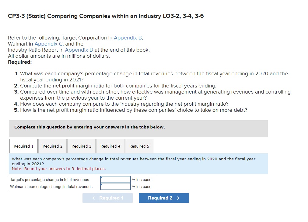 CP3-3 (Static) Comparing Companies within an Industry | Chegg.com