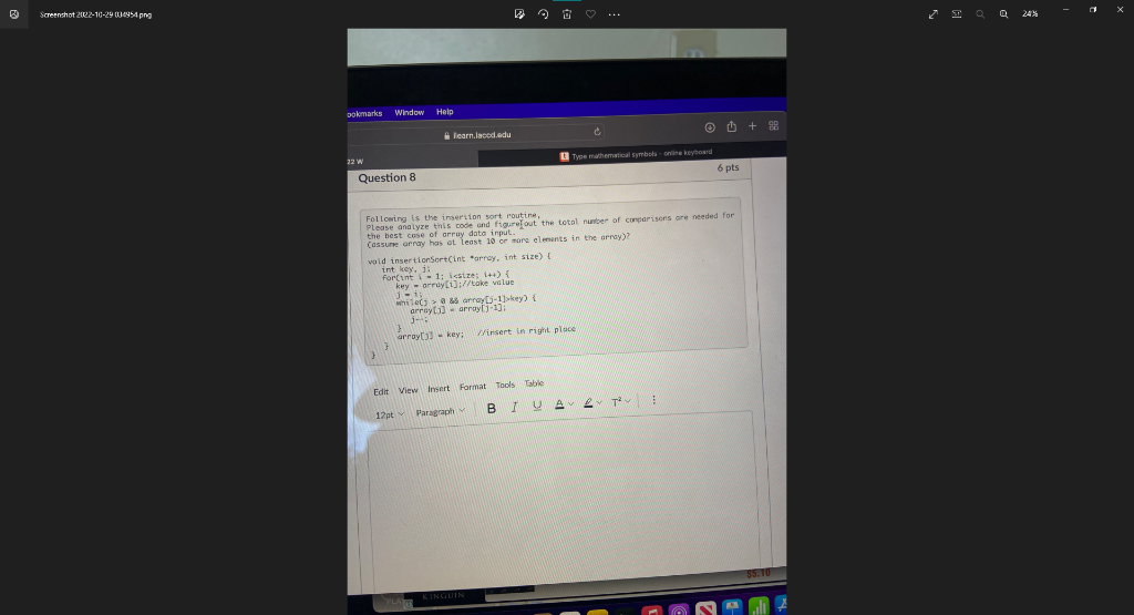 Solved Follcwing is the insertion sort routine, Please | Chegg.com
