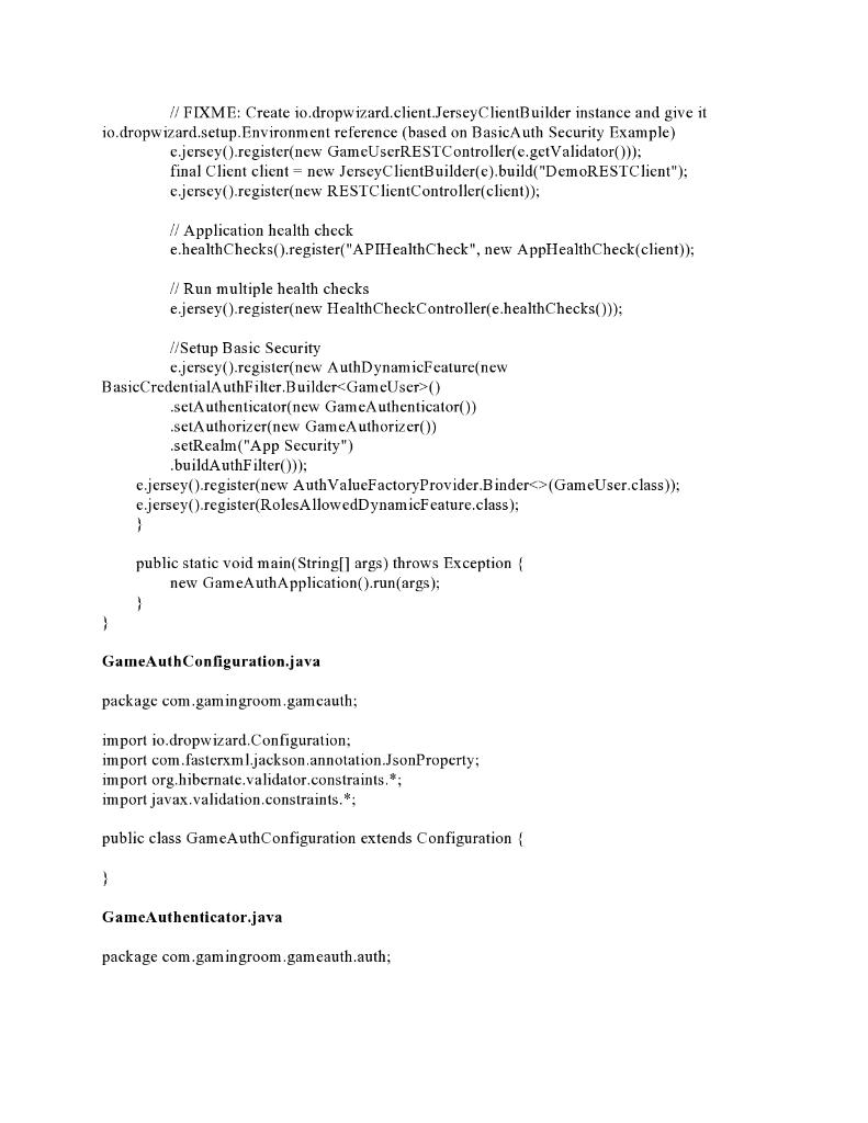 Solved Here is the code: GameAuthApplication.java package | Chegg.com
